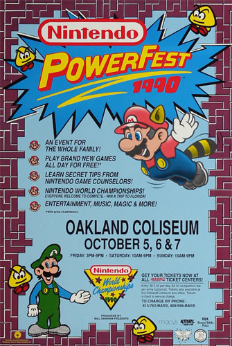 Nintendo Super Rare Powerfest World Championships 1990 Poster Nwc Nes